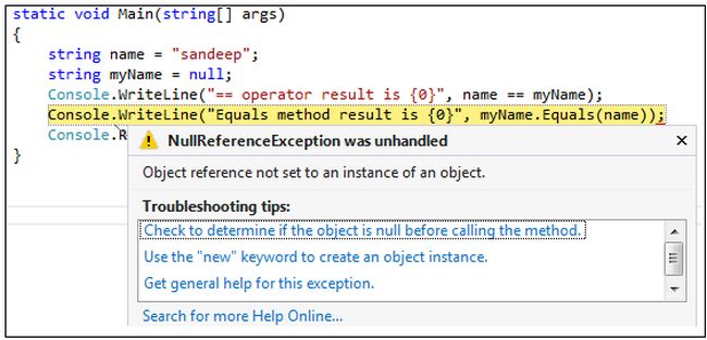 Difference Between Equality Operator ( ==) and Equals() Method in C# Difference Between Equality Operator ( ==) and Equals() Method in C#